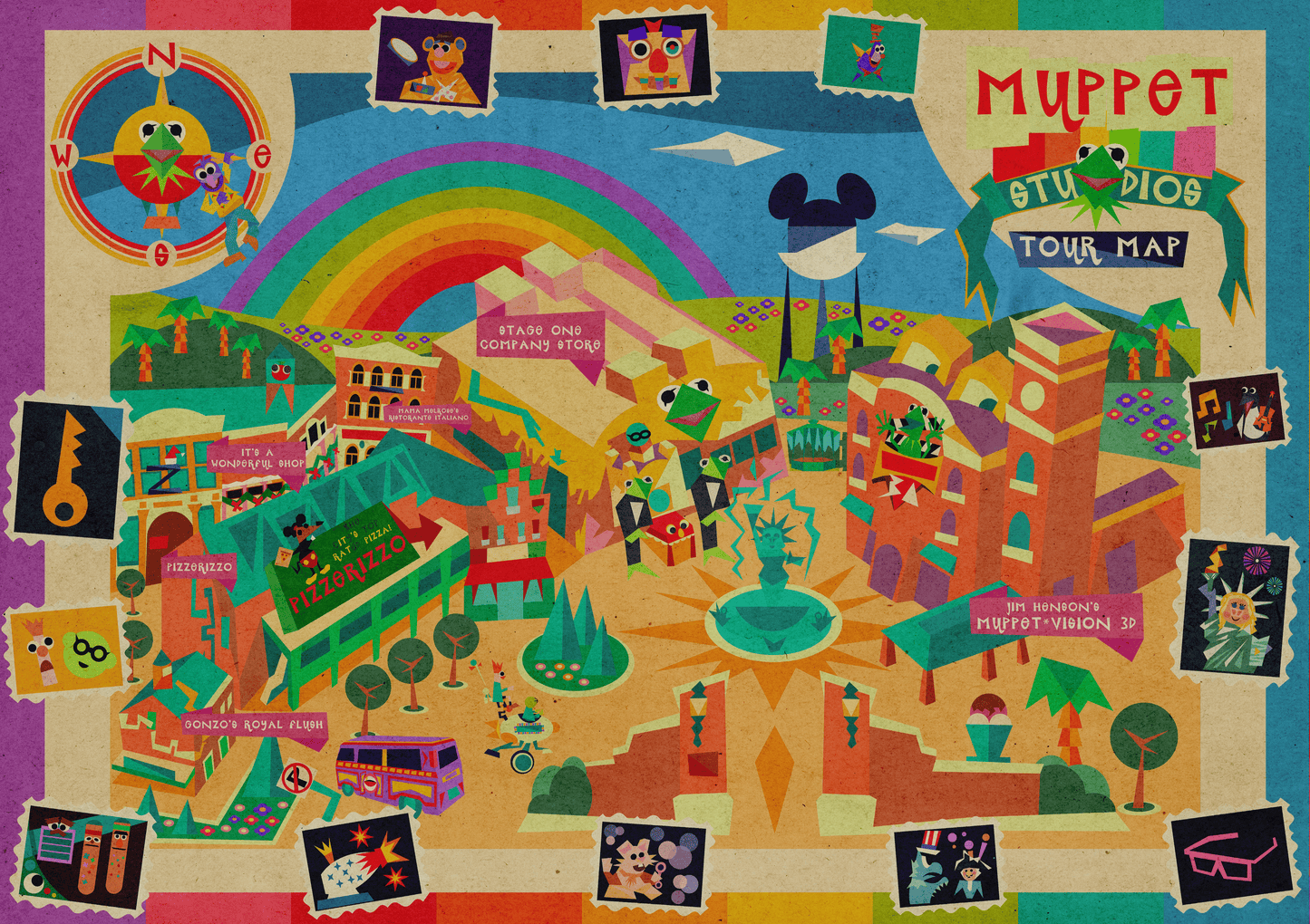 "Muppet Studios Fun Map" Print by The Horizoneer – Park Stop